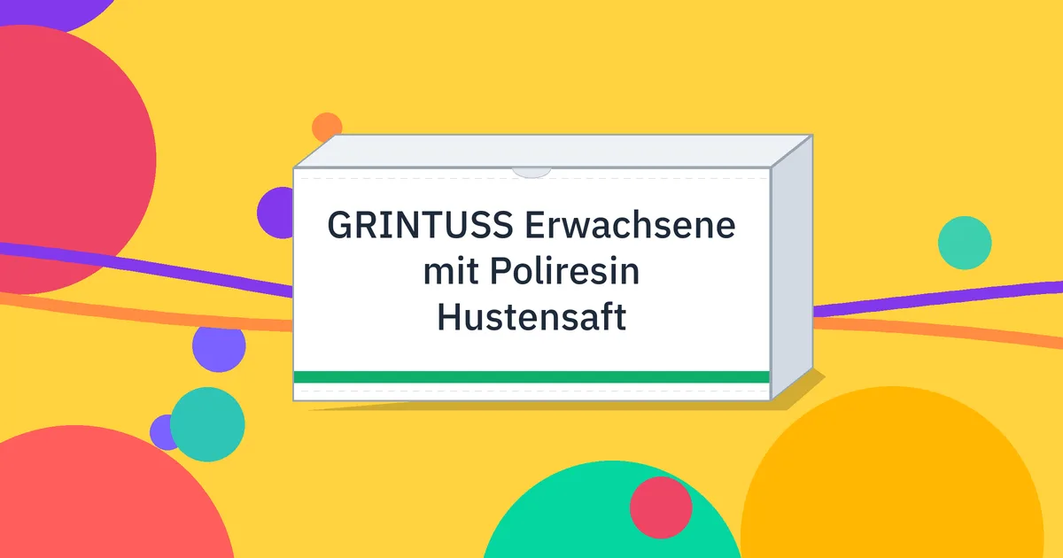 Symbolbild: Packung mit der Aufschrift GRINTUSS Erwachsene mit Poliresin Hustensaft (PZN 13785221) – Verfügbarkeit und Bezug in Apotheken in Frankfurt am Main