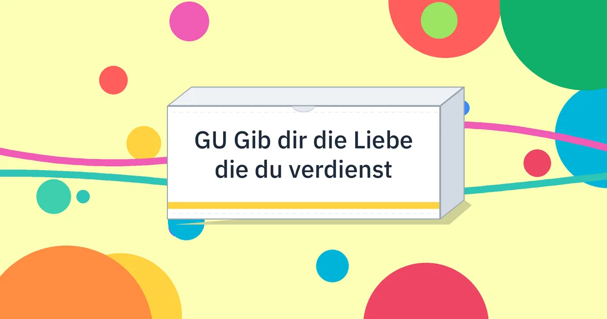 Symbolbild: Packung mit der Aufschrift GU Gib dir die Liebe die du verdienst (PZN 15992237) – Verfügbarkeit und Bezug in Apotheken in Frankfurt am Main