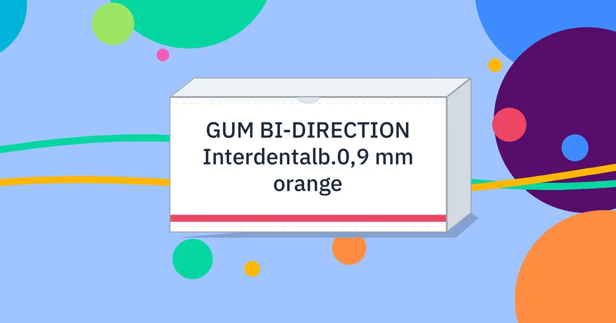 Symbolbild: Packung mit der Aufschrift GUM BI-DIRECTION Interdentalb.0,9 mm orange (PZN 20599499) – Verfügbarkeit und Bezug in Apotheken in Frankfurt am Main