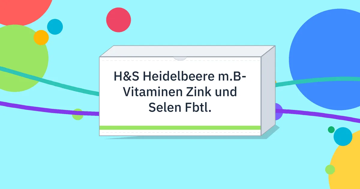 Symbolbild: Packung mit der Aufschrift H&S Heidelbeere m.B-Vitaminen Zink und Selen Fbtl. (PZN 17446941) – Verfügbarkeit und Bezug in Apotheken in Frankfurt am Main