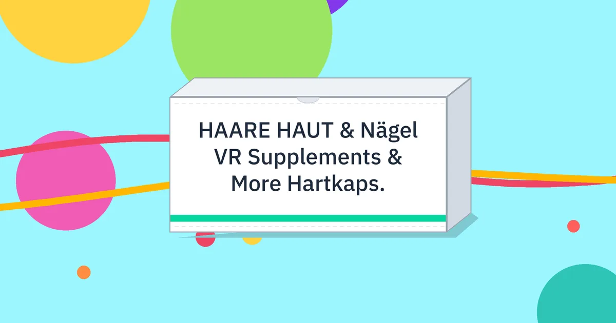 Symbolbild: Packung mit der Aufschrift HAARE HAUT & Nägel VR Supplements & More Hartkaps. (PZN 20622063) – Verfügbarkeit und Bezug in Apotheken in Frankfurt am Main