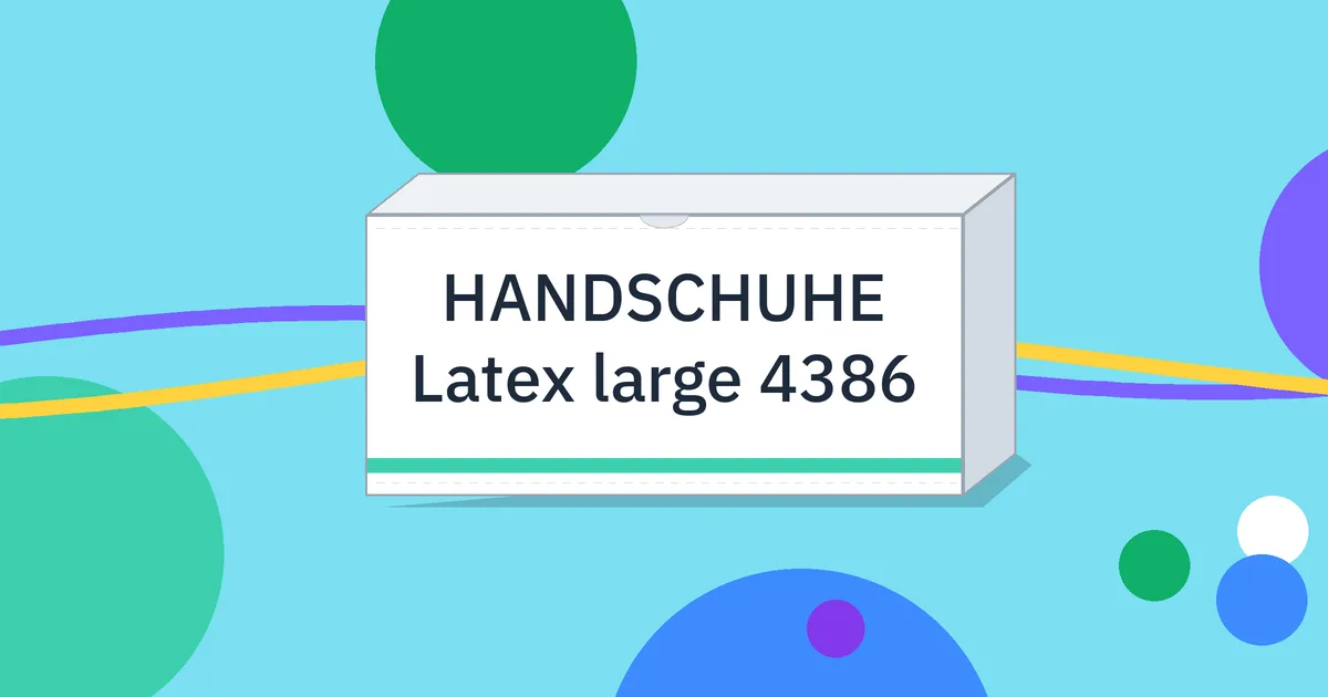 Symbolbild: Packung mit der Aufschrift HANDSCHUHE Latex large 4386 (PZN 07553096) – Verfügbarkeit und Bezug in Apotheken in Frankfurt am Main