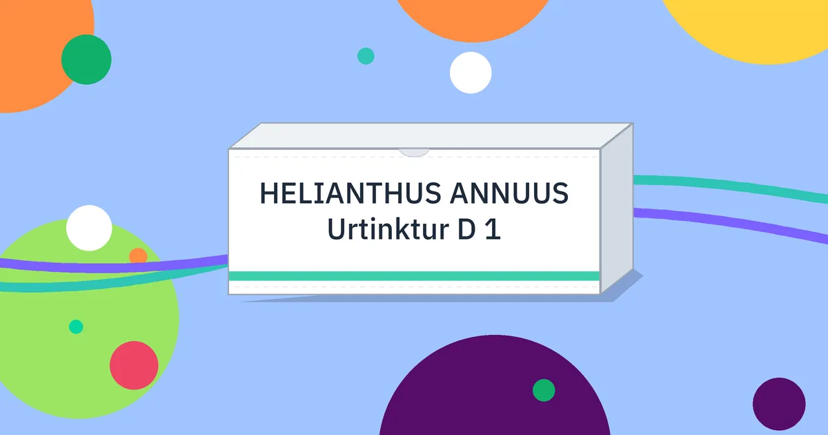 Symbolbild: Packung mit der Aufschrift HELIANTHUS ANNUUS Urtinktur D 1 (PZN 04219988) – Verfügbarkeit und Bezug in Apotheken in Frankfurt am Main