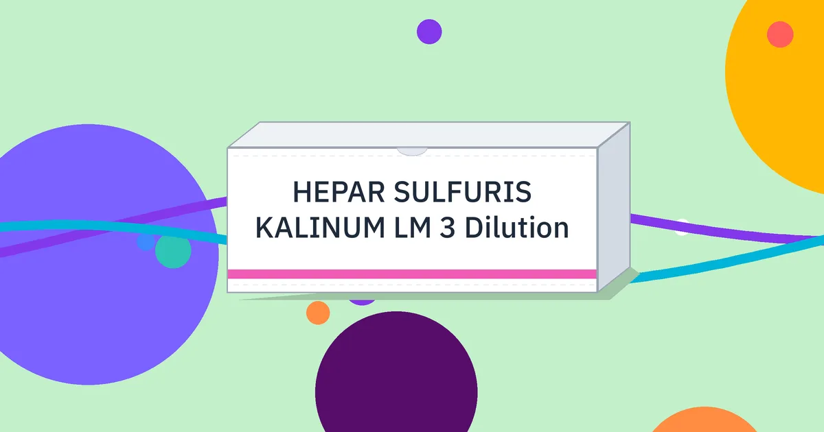 Symbolbild: Packung mit der Aufschrift HEPAR SULFURIS KALINUM LM 3 Dilution (PZN 12887770) – Verfügbarkeit und Bezug in Apotheken in Frankfurt am Main