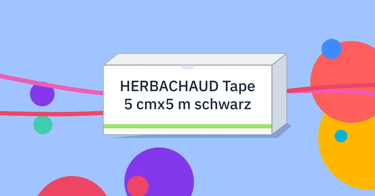 Symbolbild: Packung mit der Aufschrift HERBACHAUD Tape 5 cmx5 m schwarz (PZN 14028350) – Verfügbarkeit und Bezug in Apotheken in Frankfurt am Main