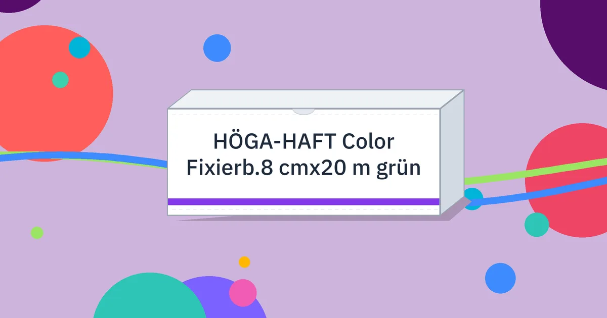 Symbolbild: Packung mit der Aufschrift HÖGA-HAFT Color Fixierb.8 cmx20 m grün (PZN 11521481) – Verfügbarkeit und Bezug in Apotheken in Frankfurt am Main