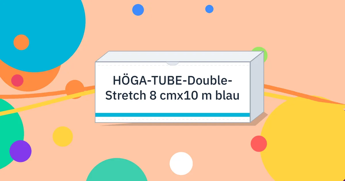 Symbolbild: Packung mit der Aufschrift HÖGA-TUBE-Double-Stretch 8 cmx10 m blau (PZN 12501693) – Verfügbarkeit und Bezug in Apotheken in Frankfurt am Main