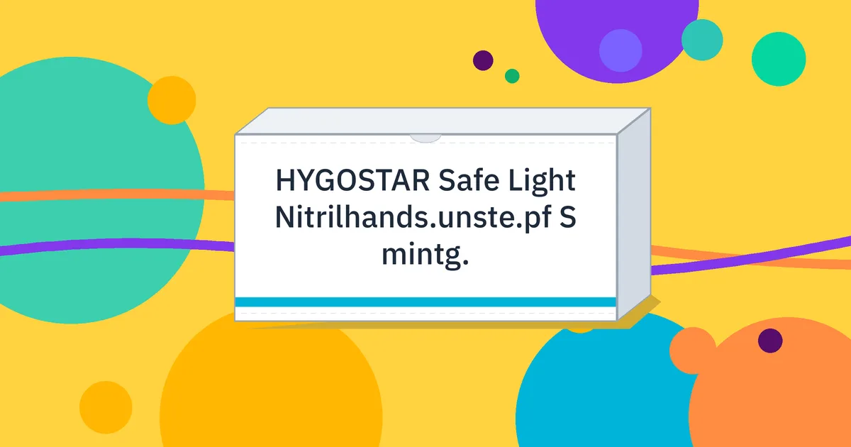 Symbolbild: Packung mit der Aufschrift HYGOSTAR Safe Light Nitrilhands.unste.pf S mintg. (PZN 20772526) – Verfügbarkeit und Bezug in Apotheken in Frankfurt am Main