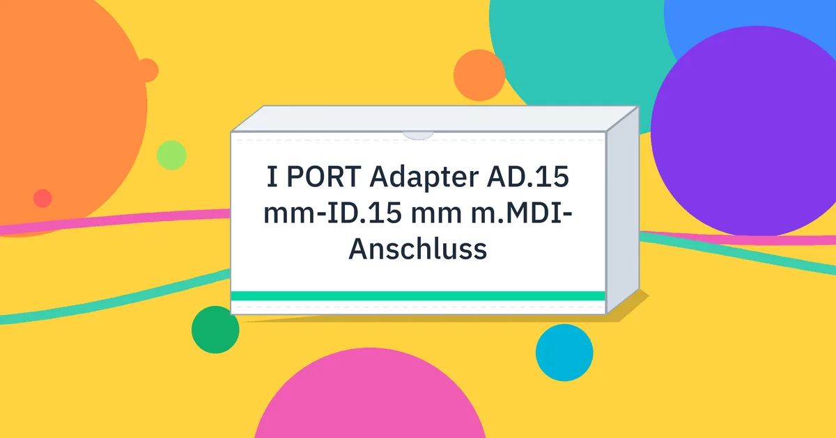 Symbolbild: Packung mit der Aufschrift I PORT Adapter AD.15 mm-ID.15 mm m.MDI-Anschluss (PZN 17432991) – Verfügbarkeit und Bezug in Apotheken in Frankfurt am Main