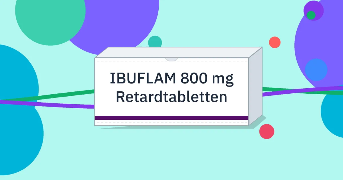 Symbolbild: Packung mit der Aufschrift IBUFLAM 800 mg Retardtabletten (PZN 07520524) – Verfügbarkeit und Bezug in Apotheken in Frankfurt am Main