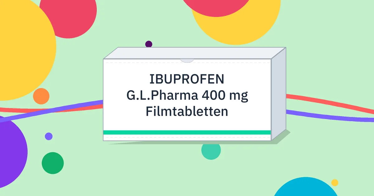 Symbolbild: Packung mit der Aufschrift IBUPROFEN G.L.Pharma 400 mg Filmtabletten (PZN 19686827) – Verfügbarkeit und Bezug in Apotheken in Frankfurt am Main