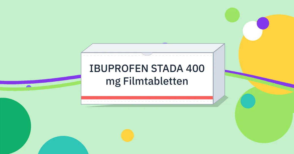 Symbolbild: Packung mit der Aufschrift IBUPROFEN STADA 400 mg Filmtabletten (PZN 03470835) – Verfügbarkeit und Bezug in Apotheken in Frankfurt am Main