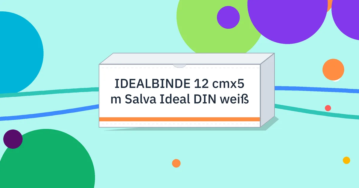 Symbolbild: Packung mit der Aufschrift IDEALBINDE 12 cmx5 m Salva Ideal DIN weiß (PZN 17152300) – Verfügbarkeit und Bezug in Apotheken in Frankfurt am Main