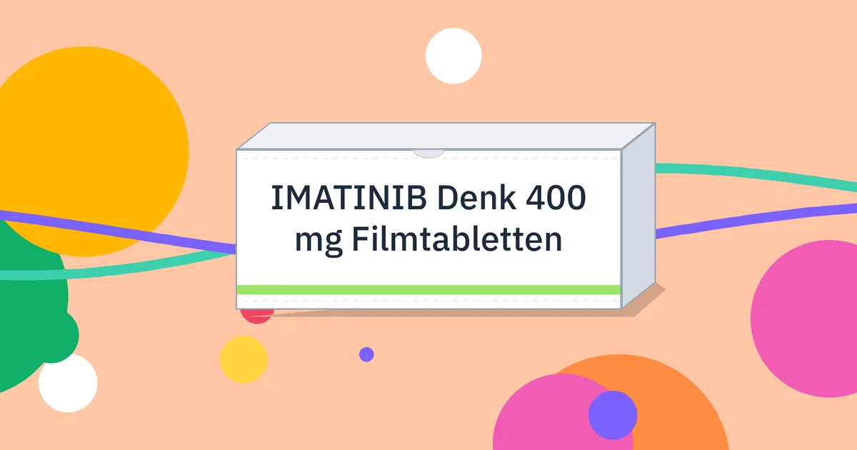 Symbolbild: Packung mit der Aufschrift IMATINIB Denk 400 mg Filmtabletten (PZN 12376785) – Verfügbarkeit und Bezug in Apotheken in Frankfurt am Main