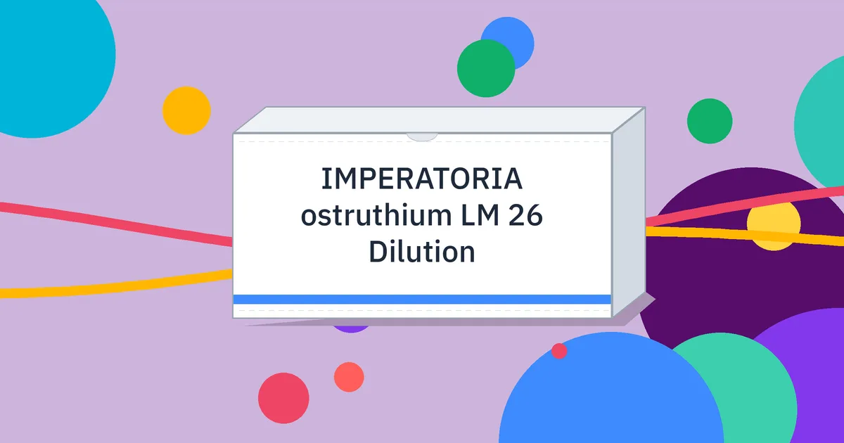 Symbolbild: Packung mit der Aufschrift IMPERATORIA ostruthium LM 26 Dilution (PZN 13559223) – Verfügbarkeit und Bezug in Apotheken in Frankfurt am Main