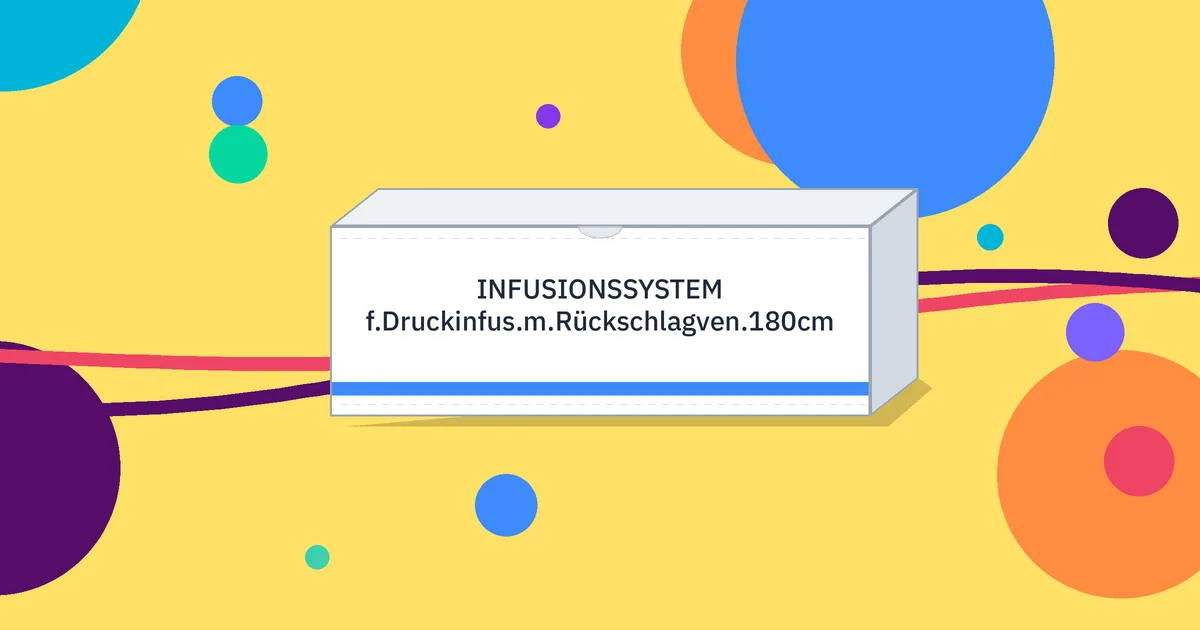Symbolbild: Packung mit der Aufschrift INFUSIONSSYSTEM f.Druckinfus.m.Rückschlagven.180cm (PZN 15246362) – Verfügbarkeit und Bezug in Apotheken in Frankfurt am Main