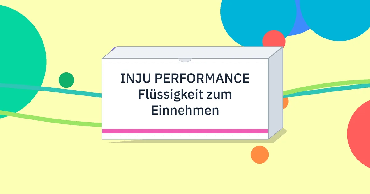 Symbolbild: Packung mit der Aufschrift INJU PERFORMANCE Flüssigkeit zum Einnehmen (PZN 20912714) – Verfügbarkeit und Bezug in Apotheken in Frankfurt am Main