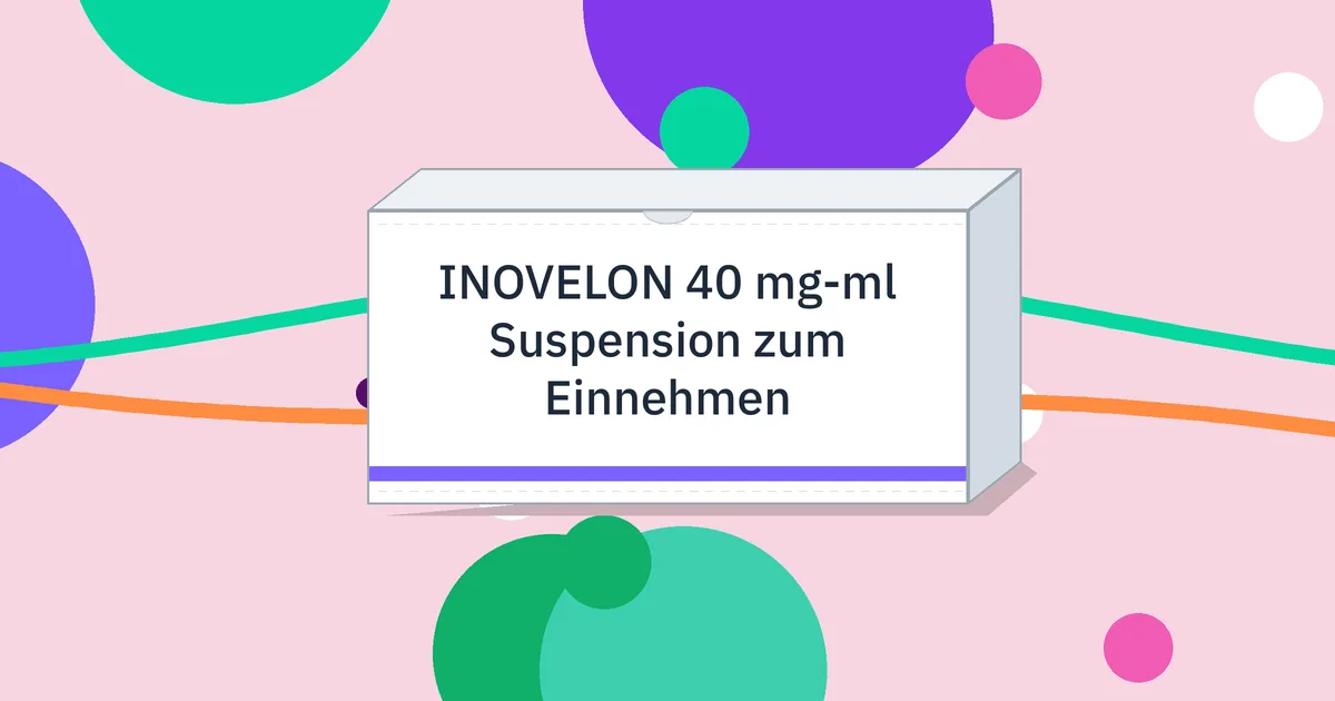 Symbolbild: Packung mit der Aufschrift INOVELON 40 mg-ml Suspension zum Einnehmen (PZN 16137089) – Verfügbarkeit und Bezug in Apotheken in Frankfurt am Main