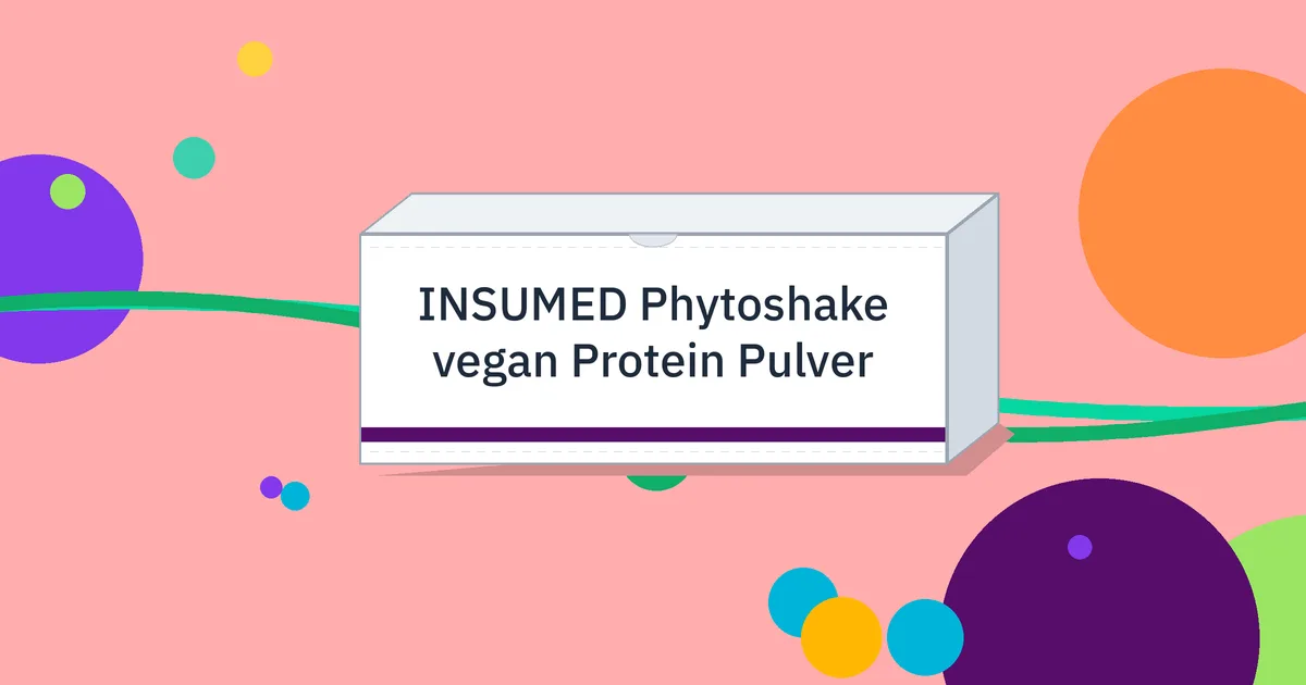 Symbolbild: Packung mit der Aufschrift INSUMED Phytoshake vegan Protein Pulver (PZN 18830914) – Verfügbarkeit und Bezug in Apotheken in Frankfurt am Main