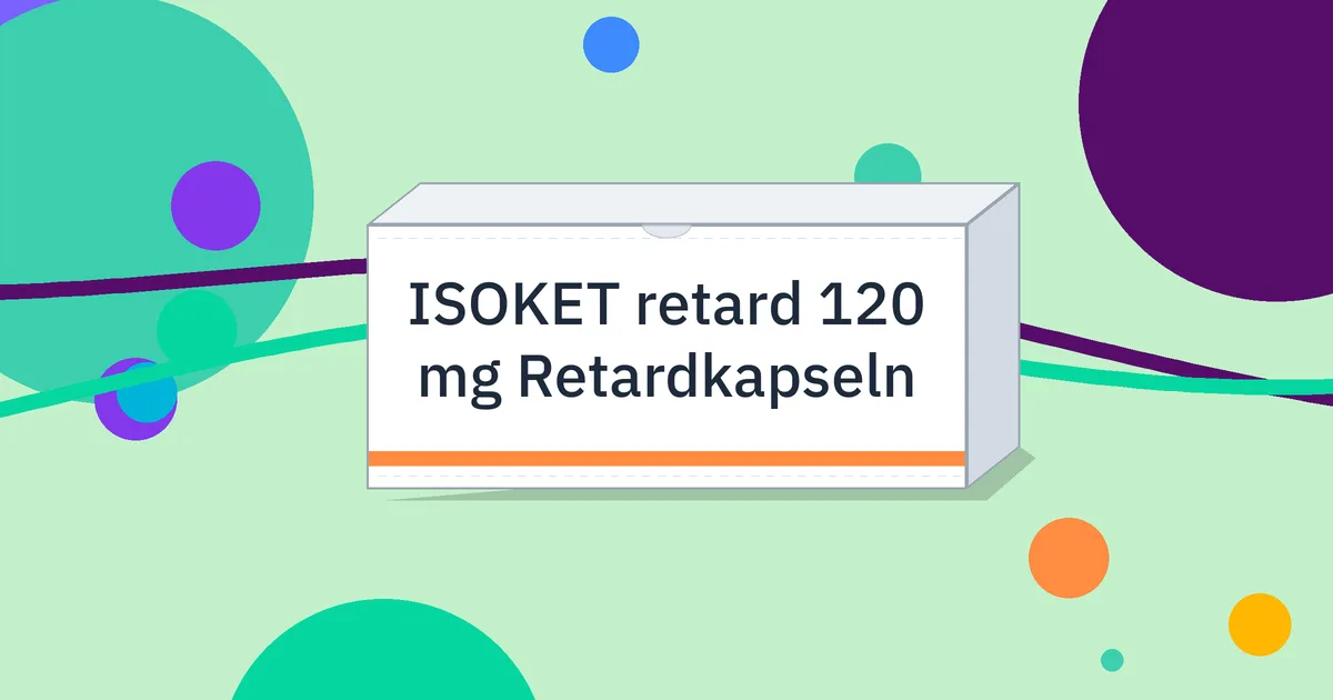 Symbolbild: Packung mit der Aufschrift ISOKET retard 120 mg Retardkapseln (PZN 04877102) – Verfügbarkeit und Bezug in Apotheken in Frankfurt am Main
