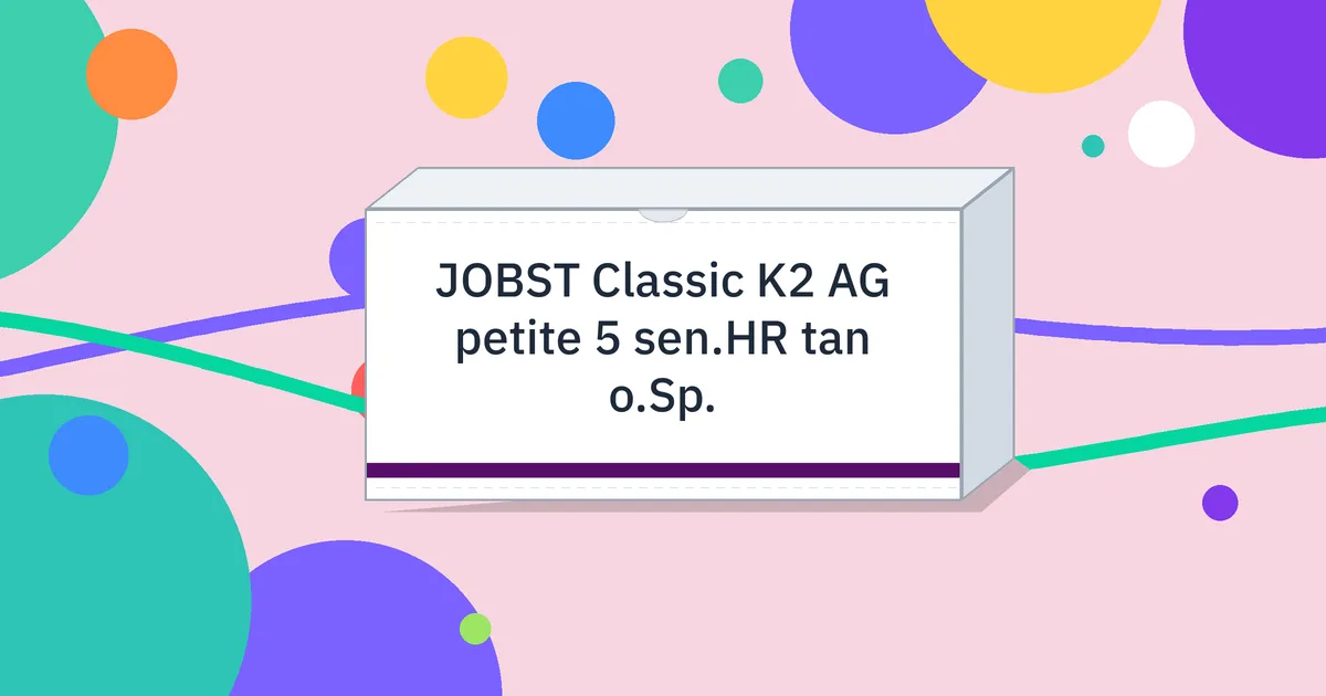 Symbolbild: Packung mit der Aufschrift JOBST Classic K2 AG petite 5 sen.HR tan o.Sp. (PZN 17961206) – Verfügbarkeit und Bezug in Apotheken in Frankfurt am Main