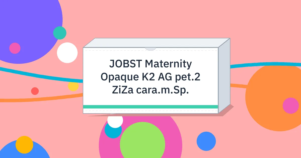 Symbolbild: Packung mit der Aufschrift JOBST Maternity Opaque K2 AG pet.2 ZiZa cara.m.Sp. (PZN 15851442) – Verfügbarkeit und Bezug in Apotheken in Frankfurt am Main