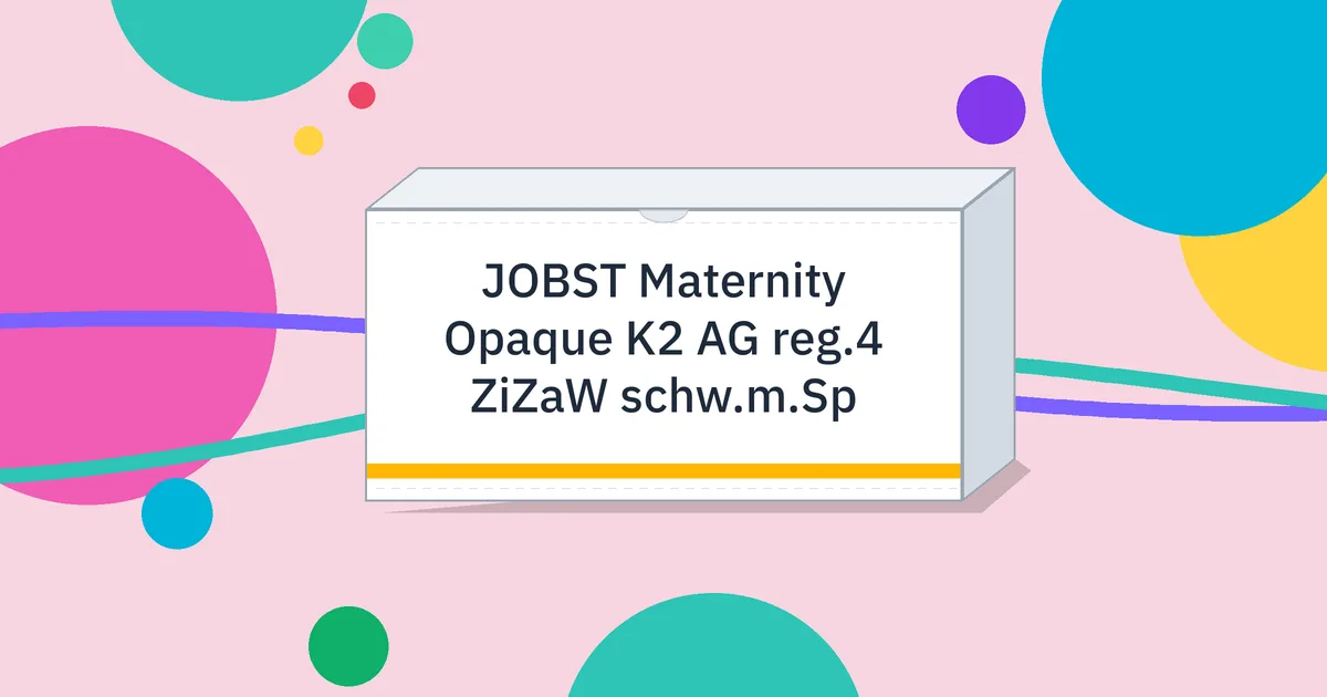 Symbolbild: Packung mit der Aufschrift JOBST Maternity Opaque K2 AG reg.4 ZiZaW schw.m.Sp (PZN 15853659) – Verfügbarkeit und Bezug in Apotheken in Frankfurt am Main