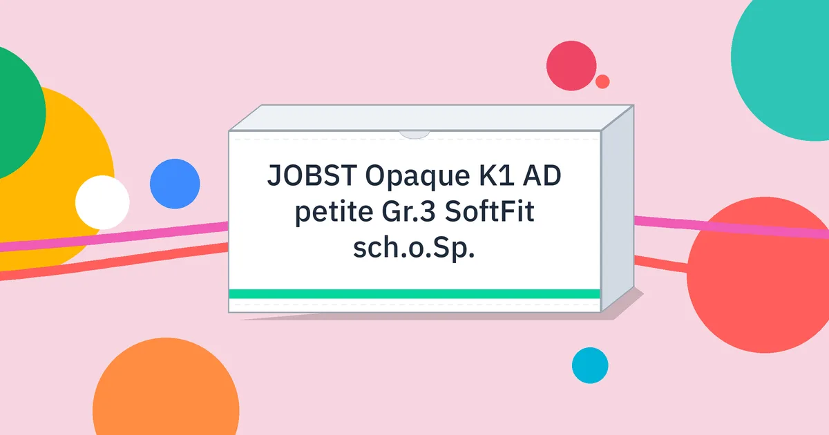 Symbolbild: Packung mit der Aufschrift JOBST Opaque K1 AD petite Gr.3 SoftFit sch.o.Sp. (PZN 13080667) – Verfügbarkeit und Bezug in Apotheken in Frankfurt am Main