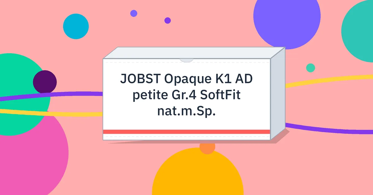 Symbolbild: Packung mit der Aufschrift JOBST Opaque K1 AD petite Gr.4 SoftFit nat.m.Sp. (PZN 13079500) – Verfügbarkeit und Bezug in Apotheken in Frankfurt am Main
