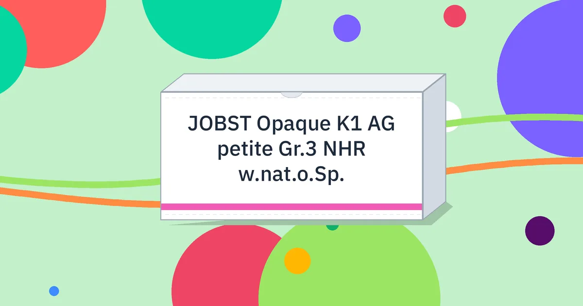 Symbolbild: Packung mit der Aufschrift JOBST Opaque K1 AG petite Gr.3 NHR w.nat.o.Sp. (PZN 13088580) – Verfügbarkeit und Bezug in Apotheken in Frankfurt am Main
