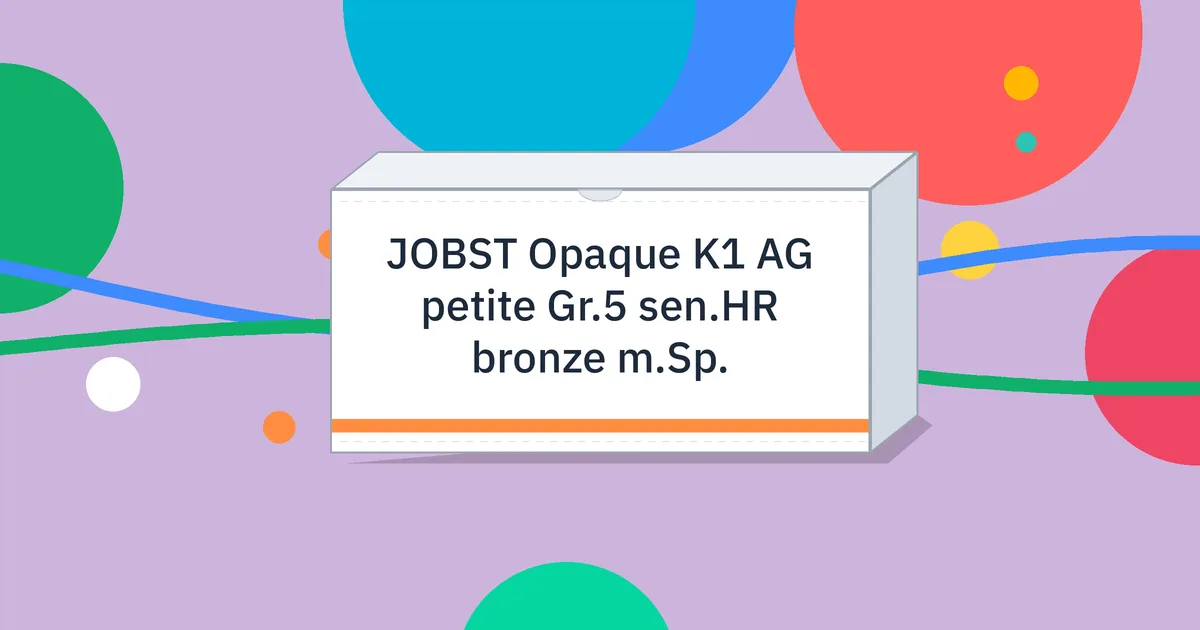 Symbolbild: Packung mit der Aufschrift JOBST Opaque K1 AG petite Gr.5 sen.HR bronze m.Sp. (PZN 13085386) – Verfügbarkeit und Bezug in Apotheken in Frankfurt am Main
