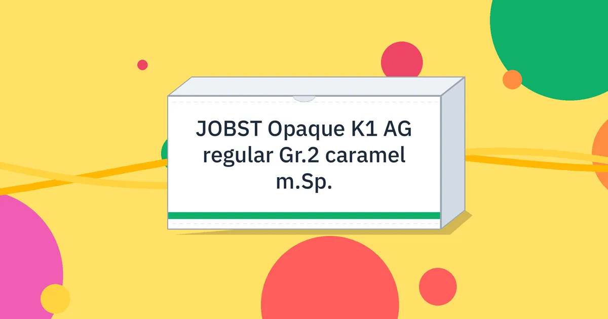Symbolbild: Packung mit der Aufschrift JOBST Opaque K1 AG regular Gr.2 caramel m.Sp. (PZN 13090387) – Verfügbarkeit und Bezug in Apotheken in Frankfurt am Main
