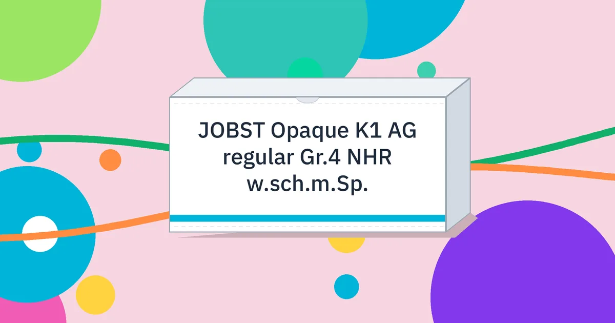 Symbolbild: Packung mit der Aufschrift JOBST Opaque K1 AG regular Gr.4 NHR w.sch.m.Sp. (PZN 13092239) – Verfügbarkeit und Bezug in Apotheken in Frankfurt am Main