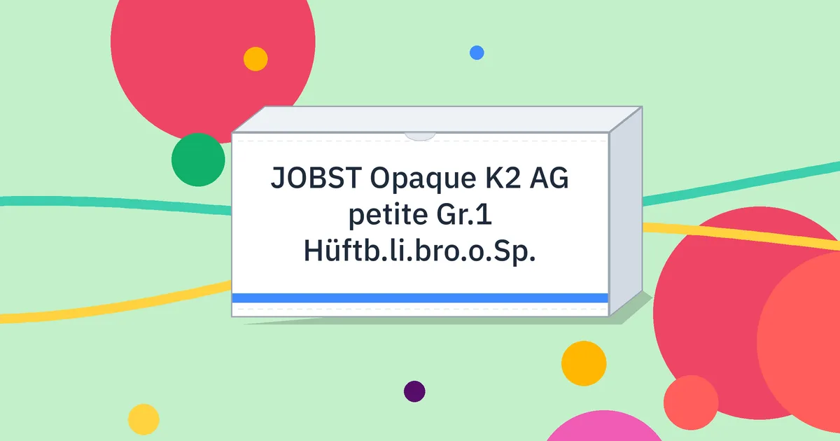 Symbolbild: Packung mit der Aufschrift JOBST Opaque K2 AG petite Gr.1 Hüftb.li.bro.o.Sp. (PZN 13113817) – Verfügbarkeit und Bezug in Apotheken in Frankfurt am Main