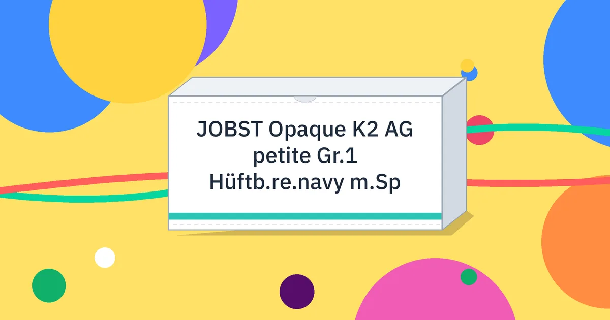 Symbolbild: Packung mit der Aufschrift JOBST Opaque K2 AG petite Gr.1 Hüftb.re.navy m.Sp (PZN 13115041) – Verfügbarkeit und Bezug in Apotheken in Frankfurt am Main