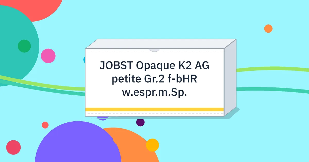 Symbolbild: Packung mit der Aufschrift JOBST Opaque K2 AG petite Gr.2 f-bHR w.espr.m.Sp. (PZN 16285720) – Verfügbarkeit und Bezug in Apotheken in Frankfurt am Main