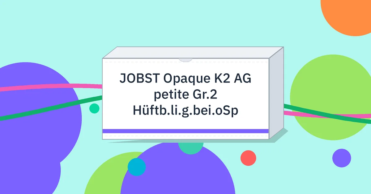Symbolbild: Packung mit der Aufschrift JOBST Opaque K2 AG petite Gr.2 Hüftb.li.g.bei.oSp (PZN 16287883) – Verfügbarkeit und Bezug in Apotheken in Frankfurt am Main