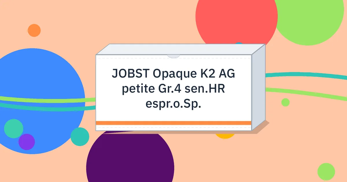 Symbolbild: Packung mit der Aufschrift JOBST Opaque K2 AG petite Gr.4 sen.HR espr.o.Sp. (PZN 16285890) – Verfügbarkeit und Bezug in Apotheken in Frankfurt am Main