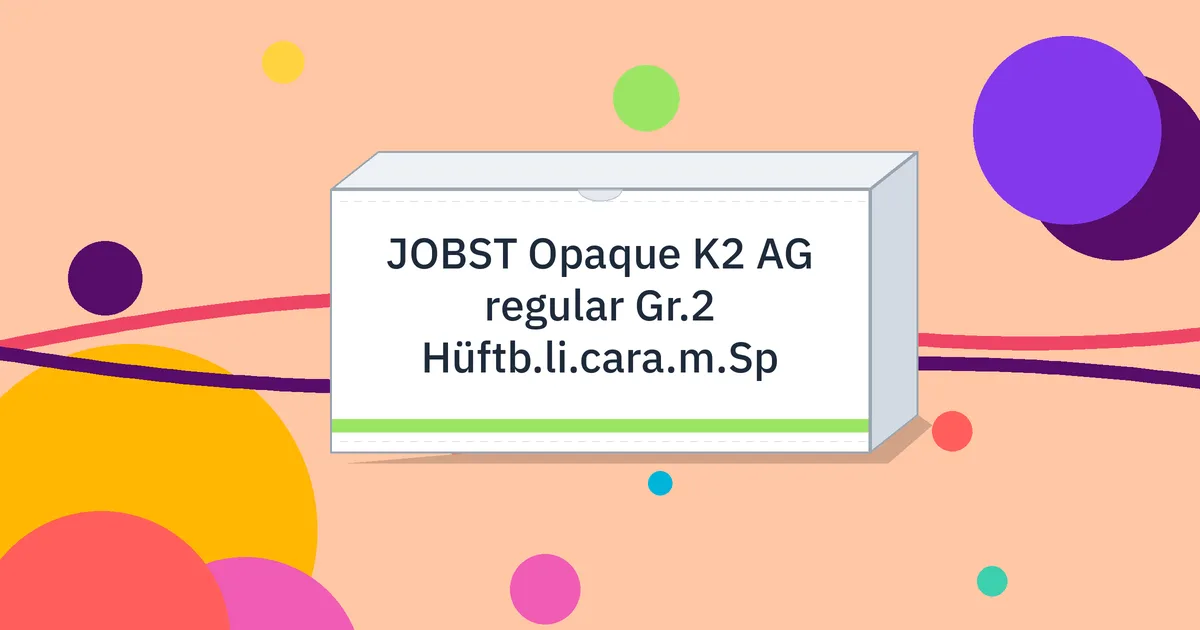 Symbolbild: Packung mit der Aufschrift JOBST Opaque K2 AG regular Gr.2 Hüftb.li.cara.m.Sp (PZN 13115704) – Verfügbarkeit und Bezug in Apotheken in Frankfurt am Main