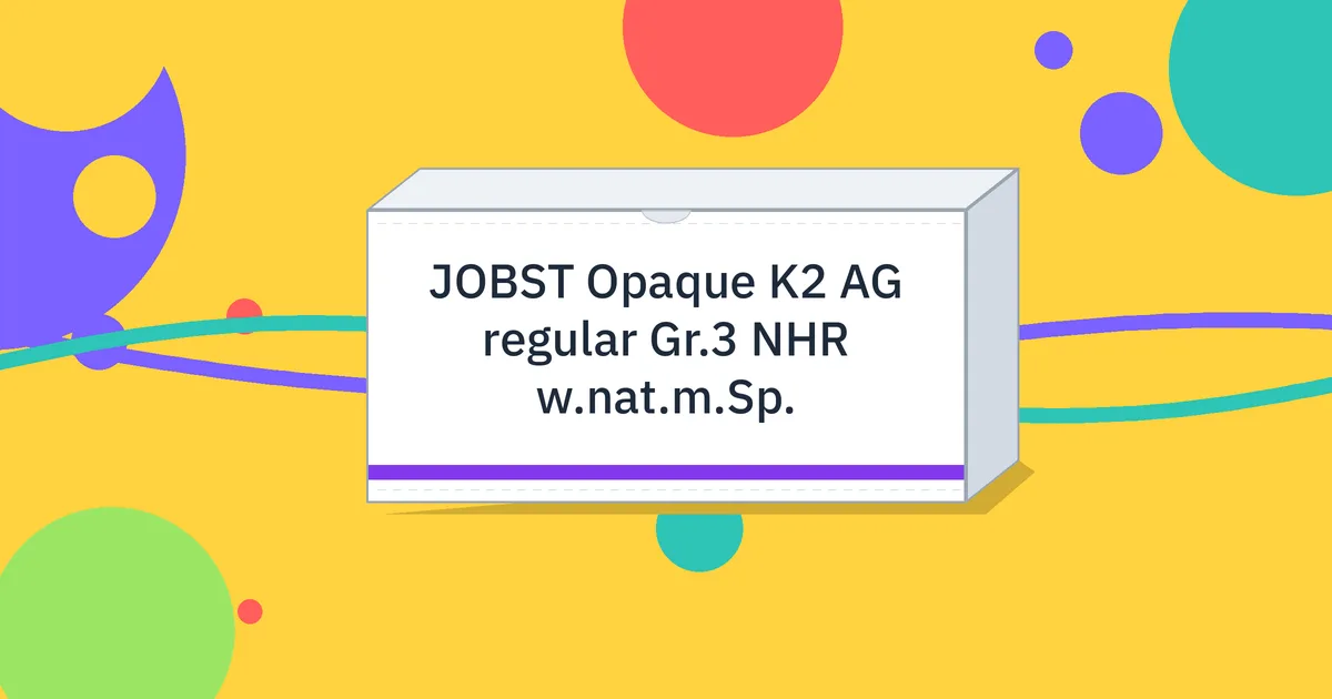 Symbolbild: Packung mit der Aufschrift JOBST Opaque K2 AG regular Gr.3 NHR w.nat.m.Sp. (PZN 11253773) – Verfügbarkeit und Bezug in Apotheken in Frankfurt am Main