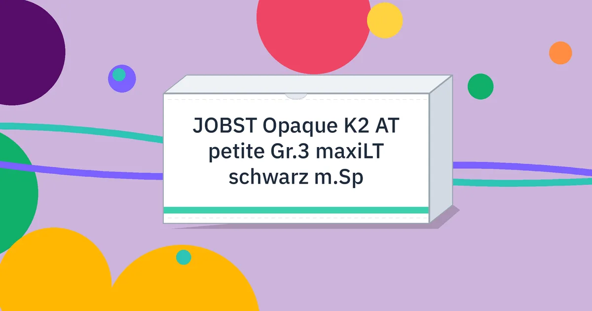 Symbolbild: Packung mit der Aufschrift JOBST Opaque K2 AT petite Gr.3 maxiLT schwarz m.Sp (PZN 13118915) – Verfügbarkeit und Bezug in Apotheken in Frankfurt am Main