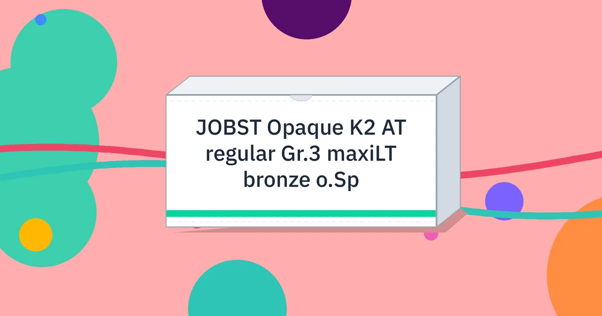 Symbolbild: Packung mit der Aufschrift JOBST Opaque K2 AT regular Gr.3 maxiLT bronze o.Sp (PZN 13121840) – Verfügbarkeit und Bezug in Apotheken in Frankfurt am Main