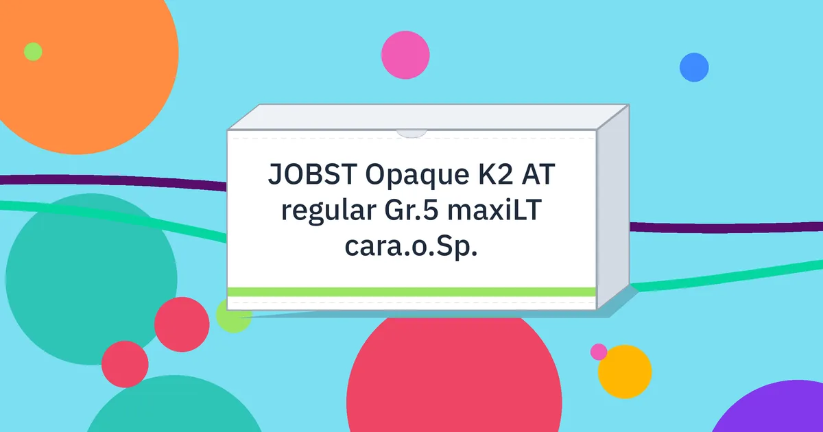 Symbolbild: Packung mit der Aufschrift JOBST Opaque K2 AT regular Gr.5 maxiLT cara.o.Sp. (PZN 13121946) – Verfügbarkeit und Bezug in Apotheken in Frankfurt am Main