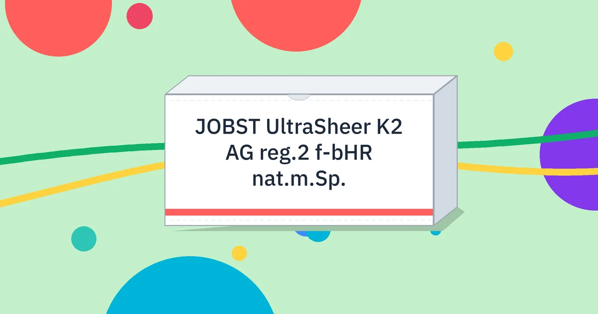 Symbolbild: Packung mit der Aufschrift JOBST UltraSheer K2 AG reg.2 f-bHR nat.m.Sp. (PZN 10725170) – Verfügbarkeit und Bezug in Apotheken in Frankfurt am Main