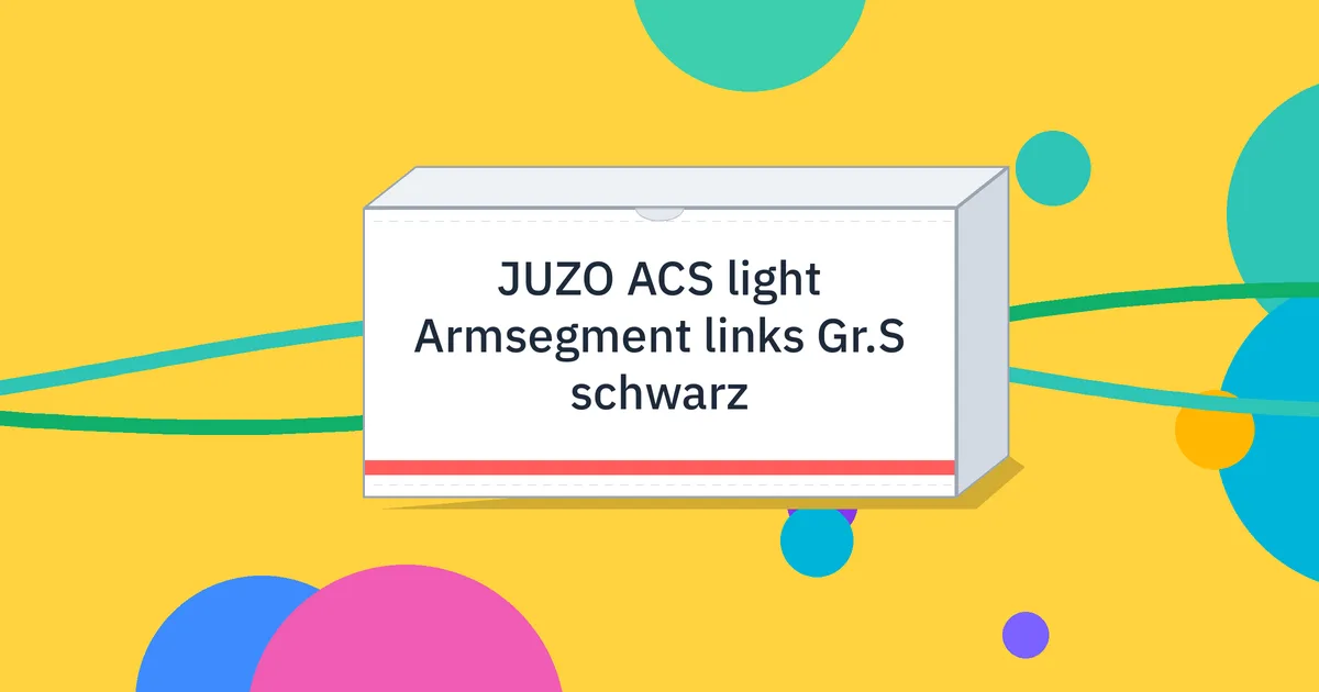 Symbolbild: Packung mit der Aufschrift JUZO ACS light Armsegment links Gr.S schwarz (PZN 13575506) – Verfügbarkeit und Bezug in Apotheken in Frankfurt am Main