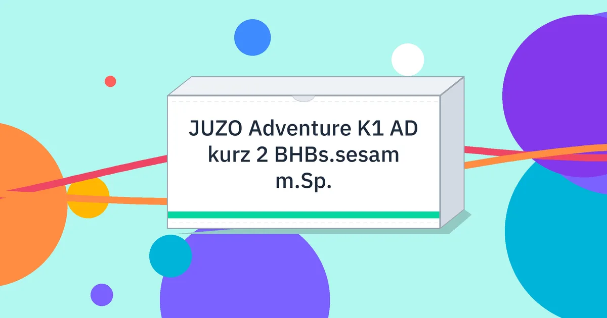 Symbolbild: Packung mit der Aufschrift JUZO Adventure K1 AD kurz 2 BHBs.sesam m.Sp. (PZN 16493453) – Verfügbarkeit und Bezug in Apotheken in Frankfurt am Main