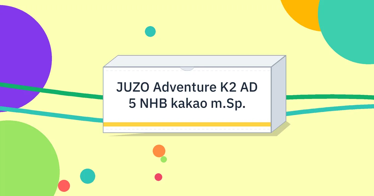 Symbolbild: Packung mit der Aufschrift JUZO Adventure K2 AD 5 NHB kakao m.Sp. (PZN 14974390) – Verfügbarkeit und Bezug in Apotheken in Frankfurt am Main