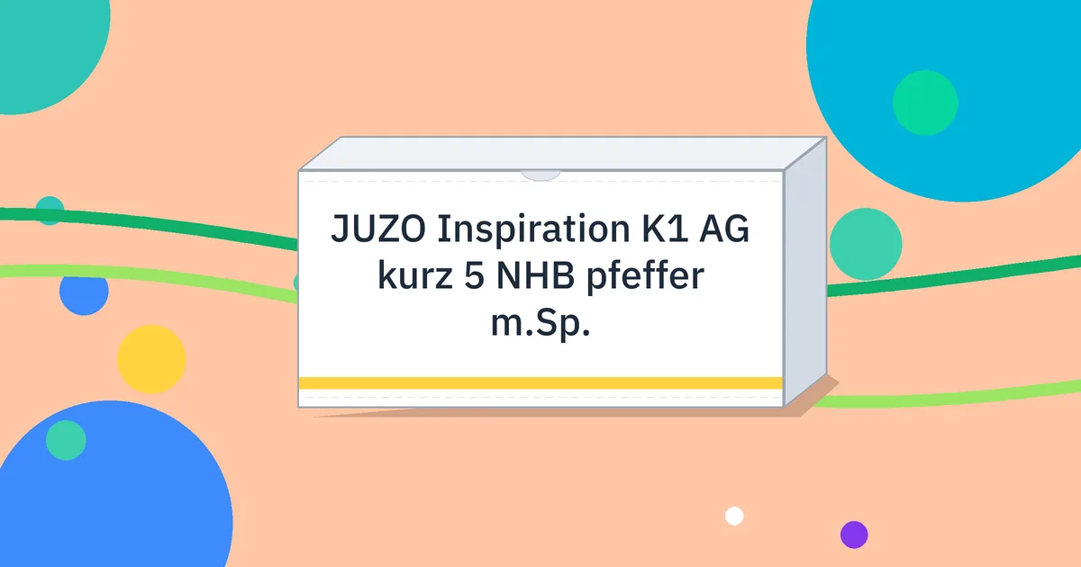 Symbolbild: Packung mit der Aufschrift JUZO Inspiration K1 AG kurz 5 NHB pfeffer m.Sp. (PZN 14939672) – Verfügbarkeit und Bezug in Apotheken in Frankfurt am Main