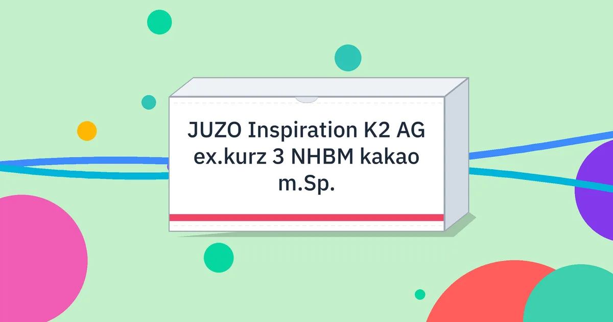 Symbolbild: Packung mit der Aufschrift JUZO Inspiration K2 AG ex.kurz 3 NHBM kakao m.Sp. (PZN 14924593) – Verfügbarkeit und Bezug in Apotheken in Frankfurt am Main