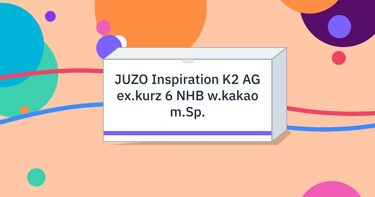 Symbolbild: Packung mit der Aufschrift JUZO Inspiration K2 AG ex.kurz 6 NHB w.kakao m.Sp. (PZN 14965190) – Verfügbarkeit und Bezug in Apotheken in Frankfurt am Main